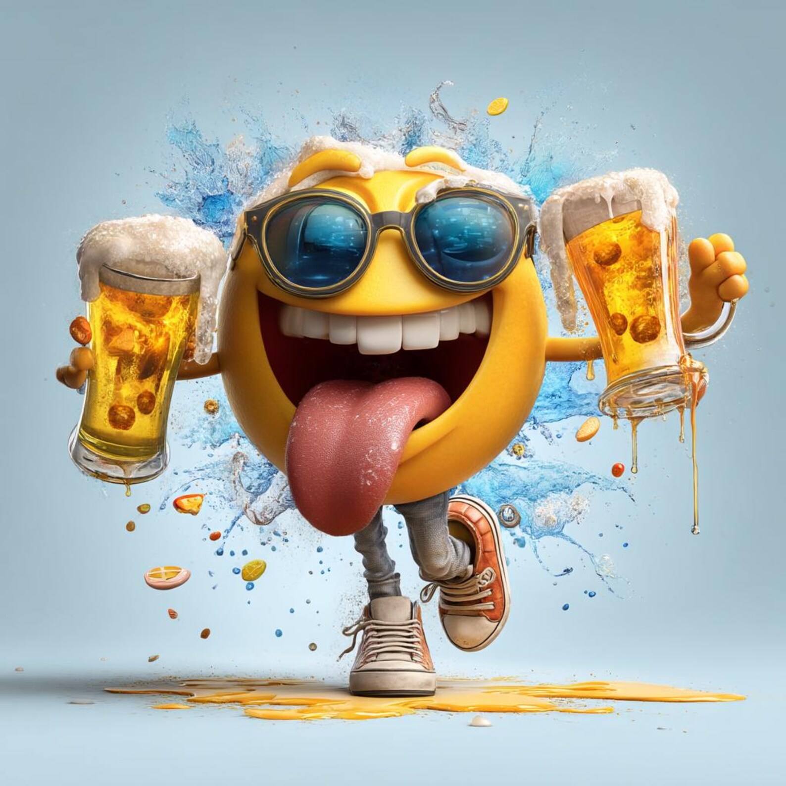New Year Party Emoji Clipart Set – 10 Funny 3D Smileys With Beer ...