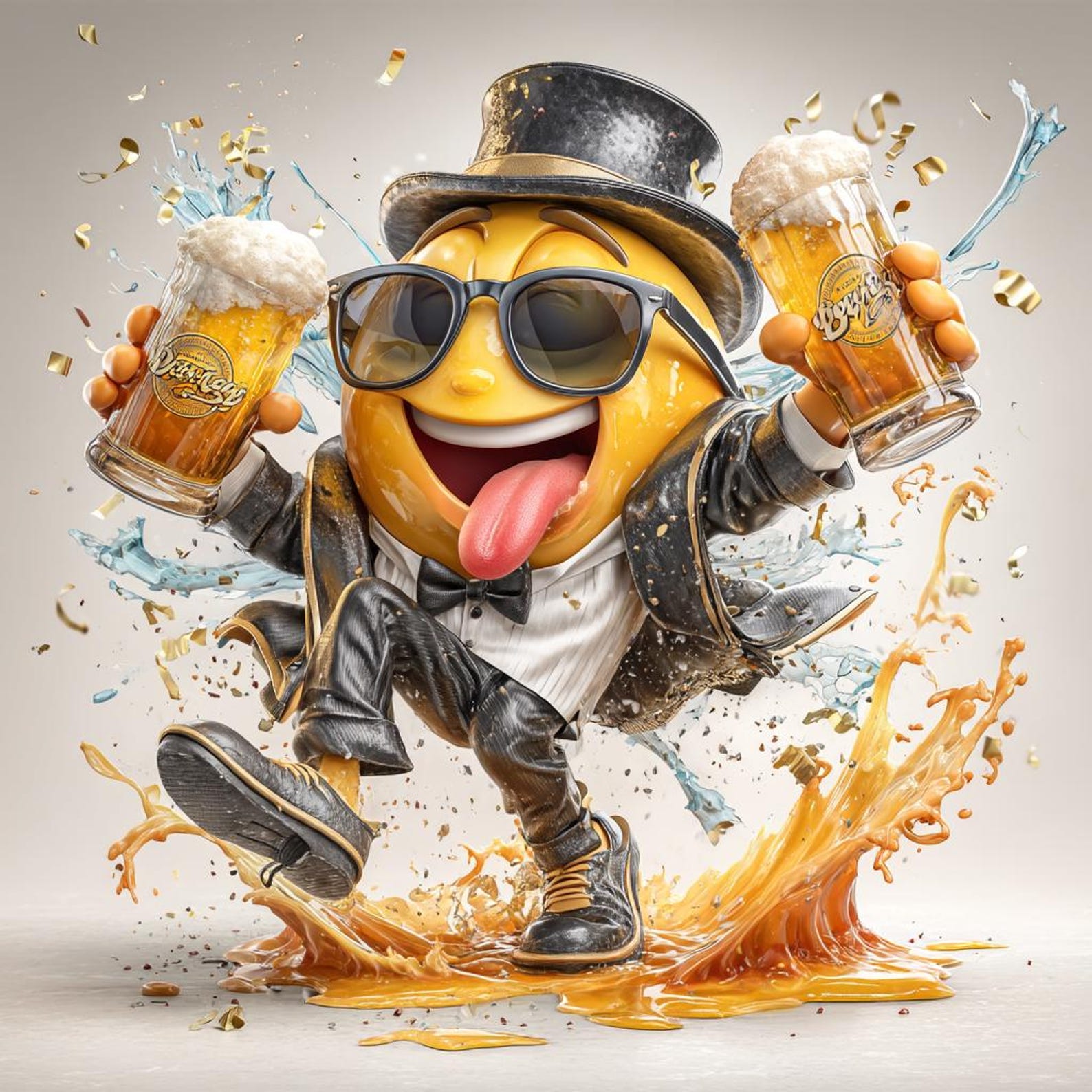 3D Party Emoji With Beer in Tuxedo – 10 JPG 5000px & PDF Print Files ...