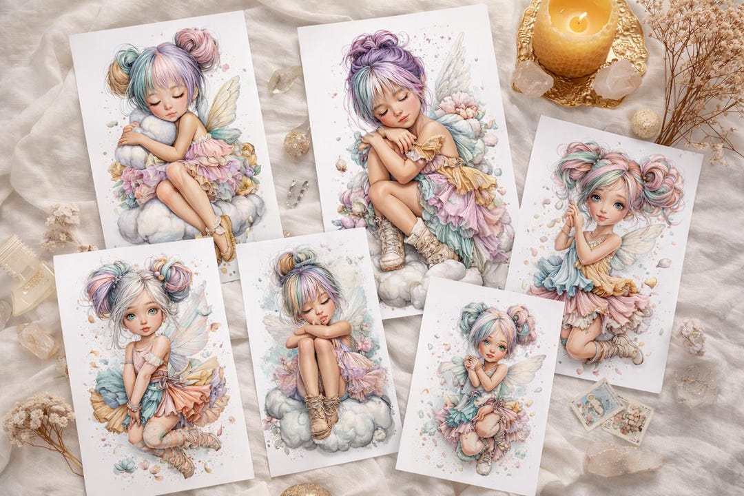 10 Cute Ballerina Girl Printables PDF & ZIP – Fairy Chibi Kids Wall Art ...