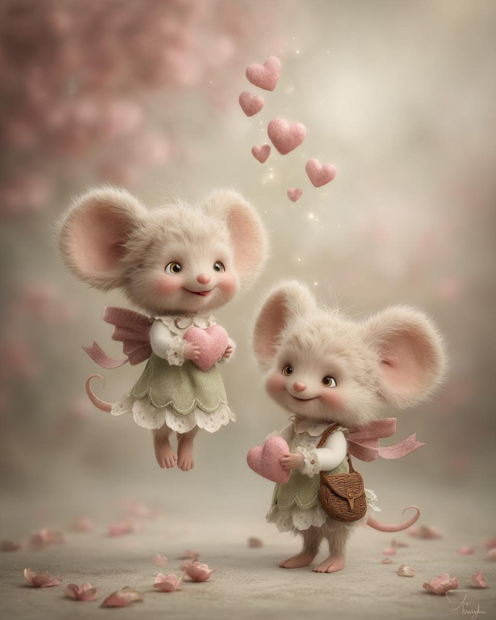 10 Printables Cute Fairy Mice With Hearts – Magical for Nursery, Cards ...