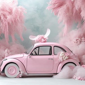 10 Pink Baby Car Photo Backgrounds | Girl Backdrop | Digital Download ...