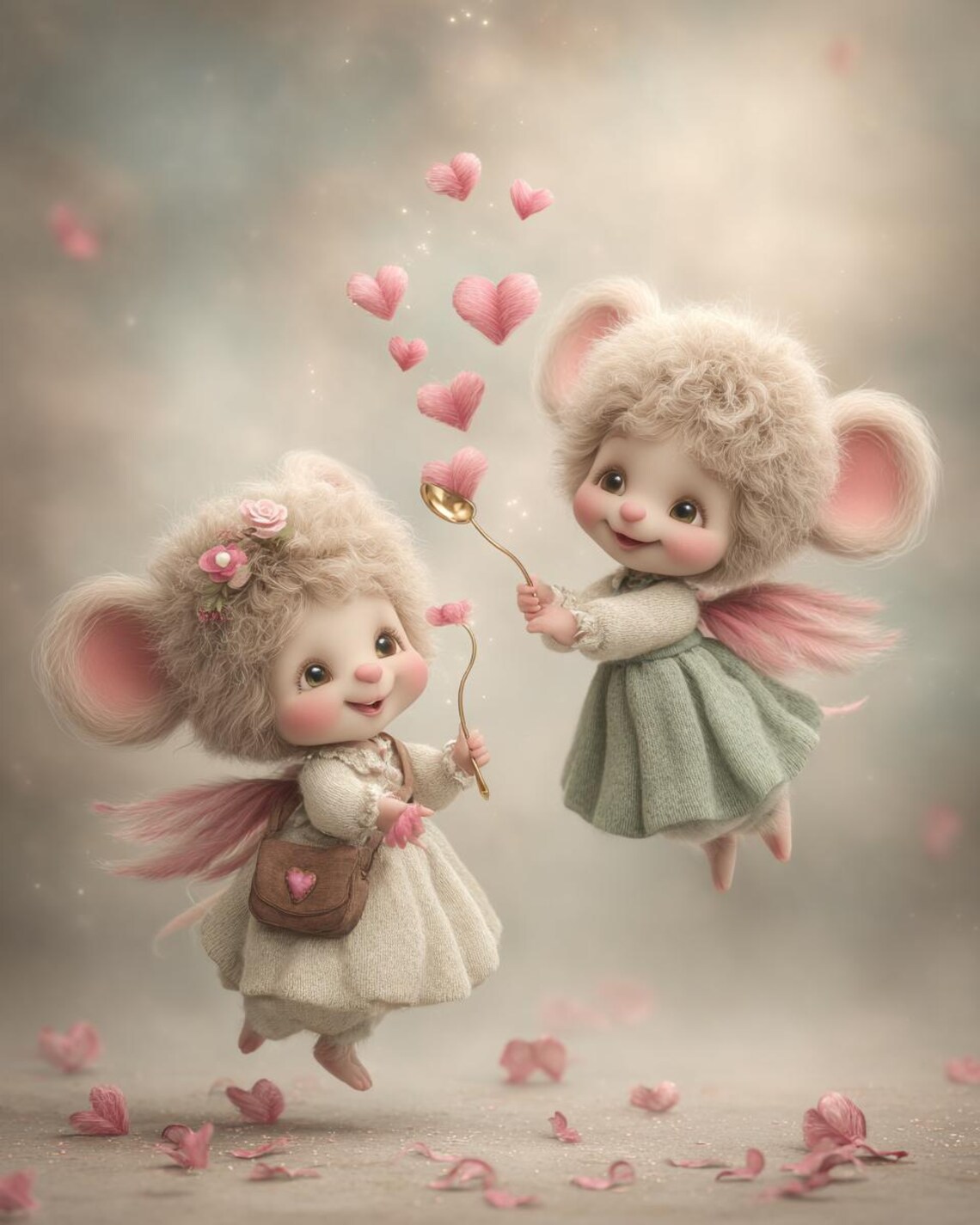 10 Printables Cute Fairy Mice With Hearts – Magical for Nursery, Cards ...