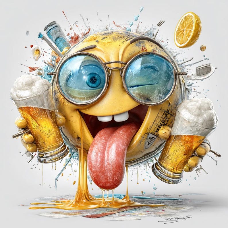 New Year Party Emoji Clipart Set – 10 Funny 3D Smileys With Beer ...