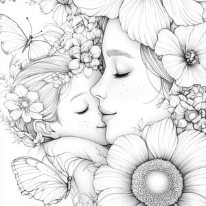 20 Enchanting Mother-child Coloring Pages – High-resolution PDF Files ...