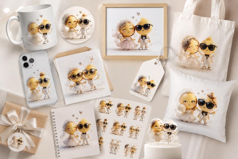 20 Wedding Emoji PNG Bundle, Cute Bride Groom Clipart, 3D Kawaii Emojis ...