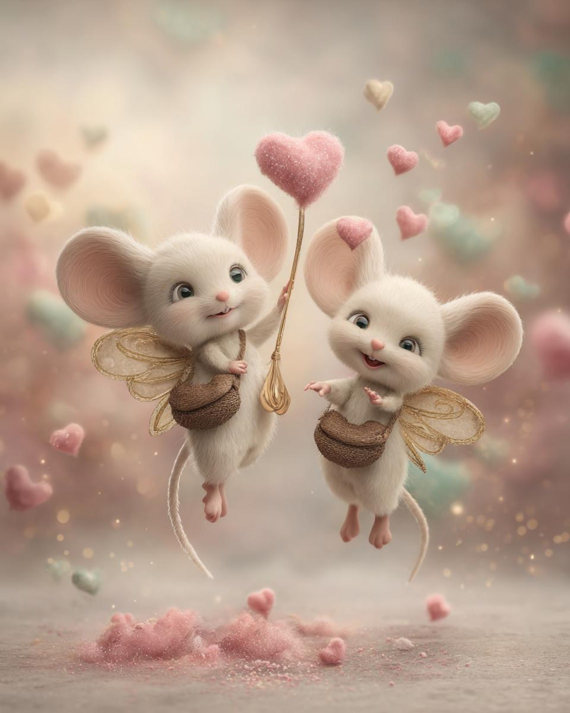 10 Printables Cute Fairy Mice With Hearts – Magical for Nursery, Cards ...