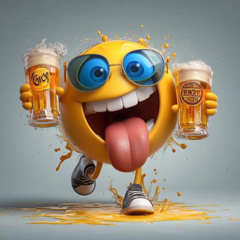 New Year Party Emoji Clipart Set – 10 Funny 3D Smileys With Beer ...