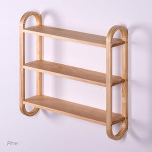 Three Tiered MCM Wall Shelf: Pine, Walnut, Cherry Finish - Etsy