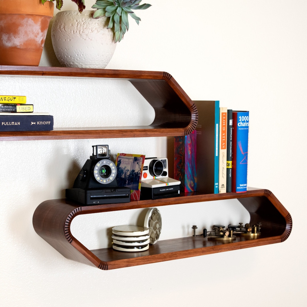 Slanted Mid Century Modern Floating Shelves | MCM Floating Shelf ...