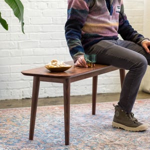 Mid Century Modern Walnut Bench: Solid Hardwood Entryway or Dining ...