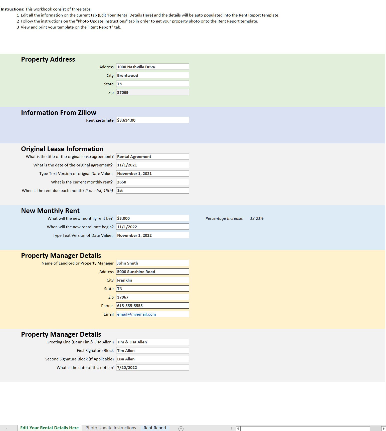 Rental Increase Notice - Rent Increase Form With Photo & Chart - Easy ...