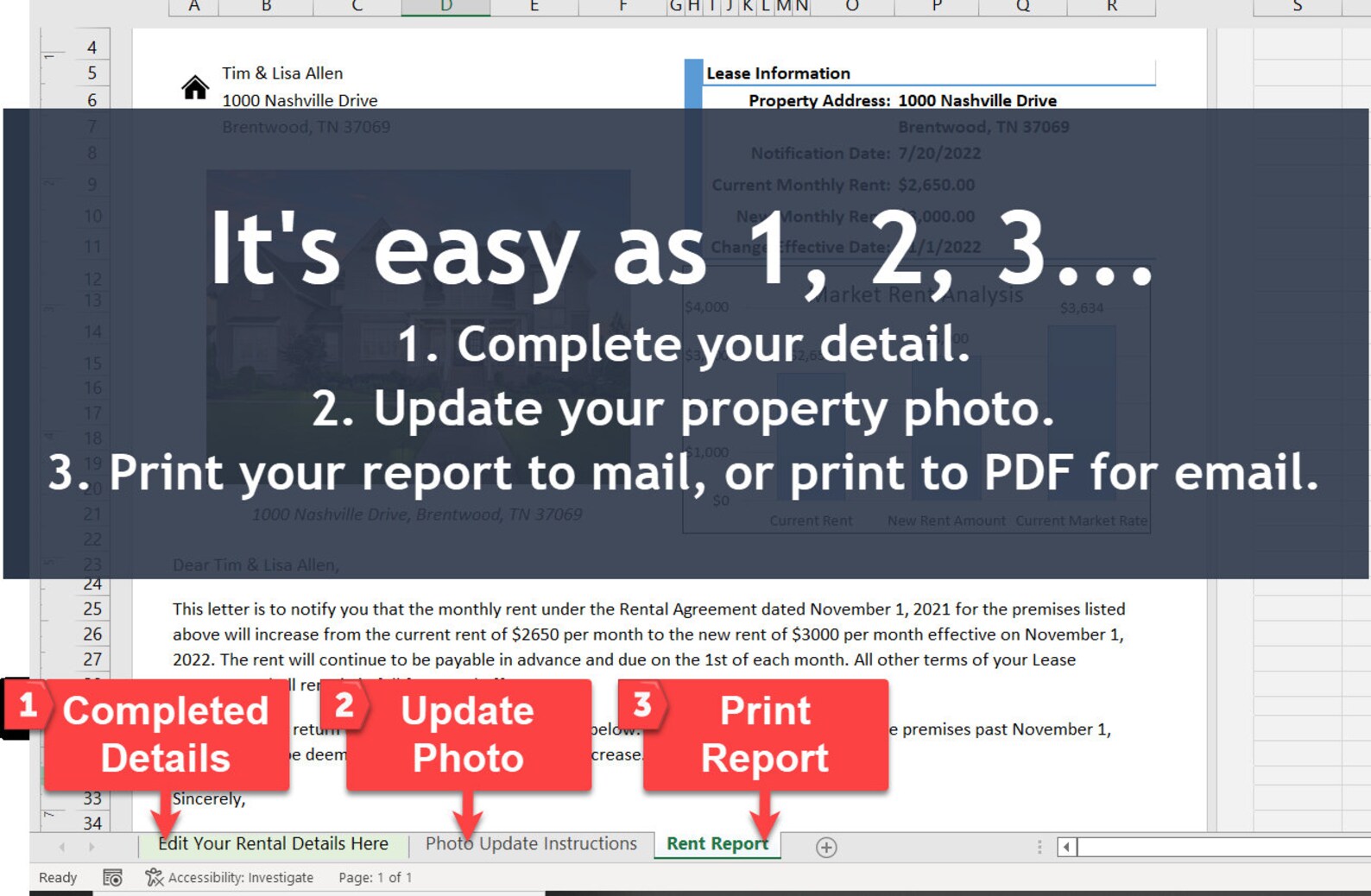 Rental Increase Notice - Rent Increase Form With Photo & Chart - Easy ...