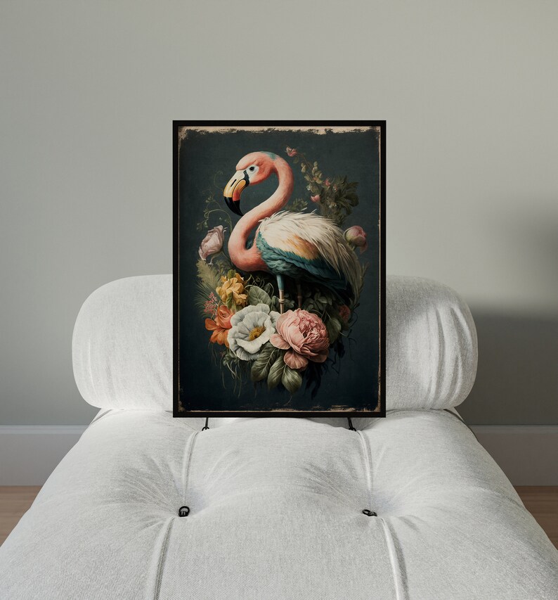 Eclectic Flamingo Art Print | Bold Pink Floral (digital Download) - Etsy