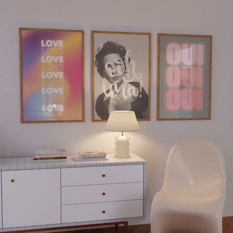 Pink Gallery Wall Set | Exhibition Set of 15 Prints | Preppy Poster Set ...