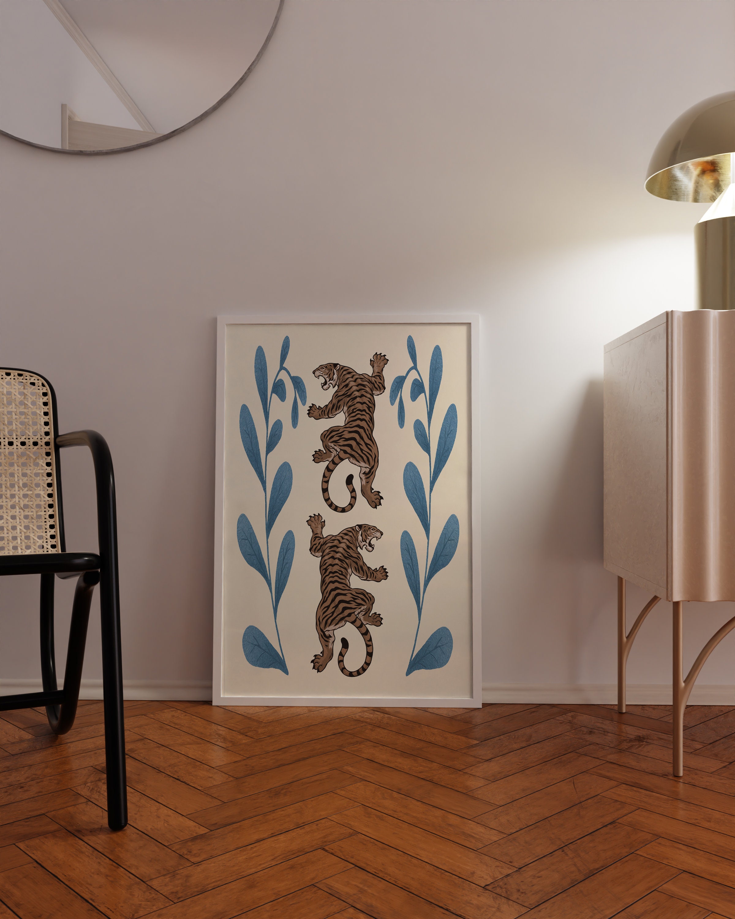 Vintage Blue Tiger Retro Tiger Print Printable Wall Art - Etsy