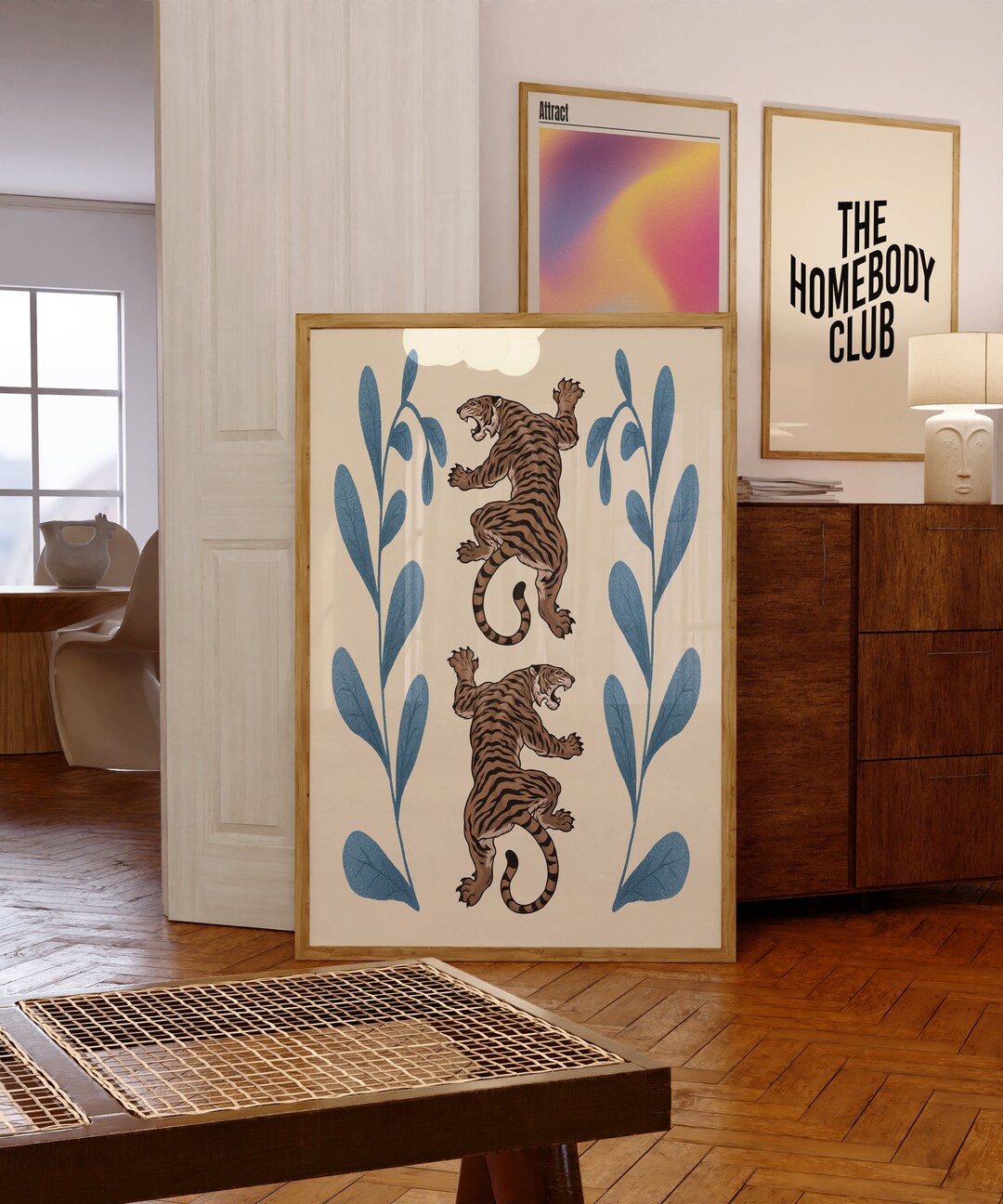 Vintage Blue Tiger Retro Tiger Print Printable Wall Art - Etsy