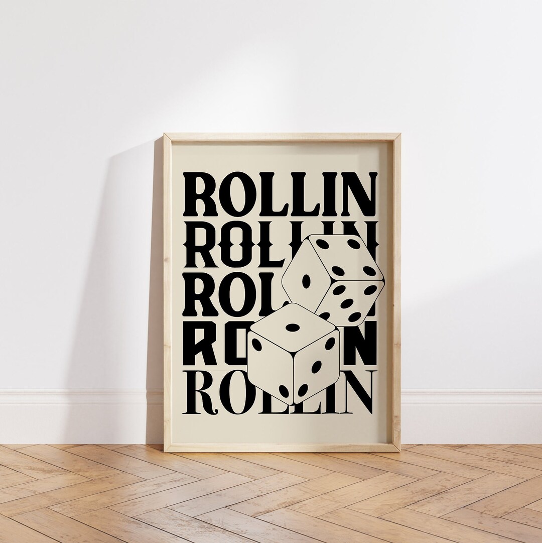 Keep Rollin, Digital Download Print, Retro Wall Decor, Large Dice Wall ...