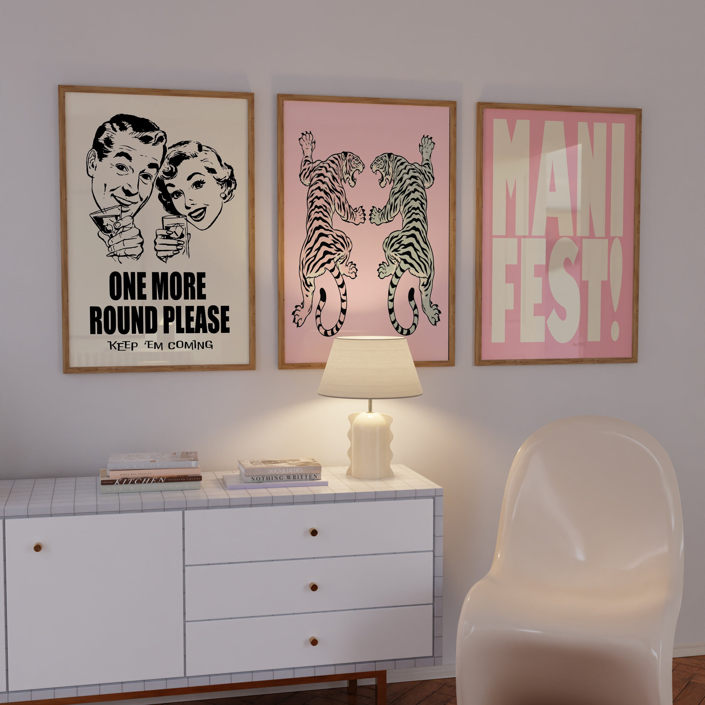 Pink Gallery Wall Set Exhibition Set of 15 Prints Preppy Poster Set for ...