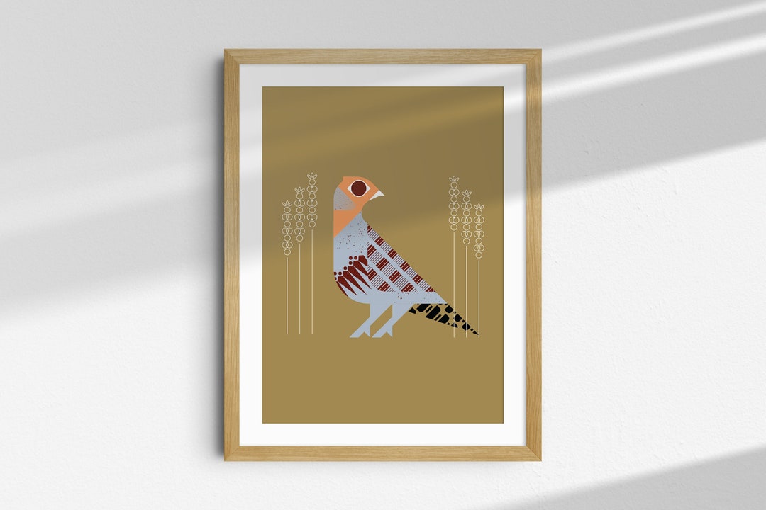 Grey Partridge Art Print: Geometric Bird Illustration, Hunting Decor - Etsy