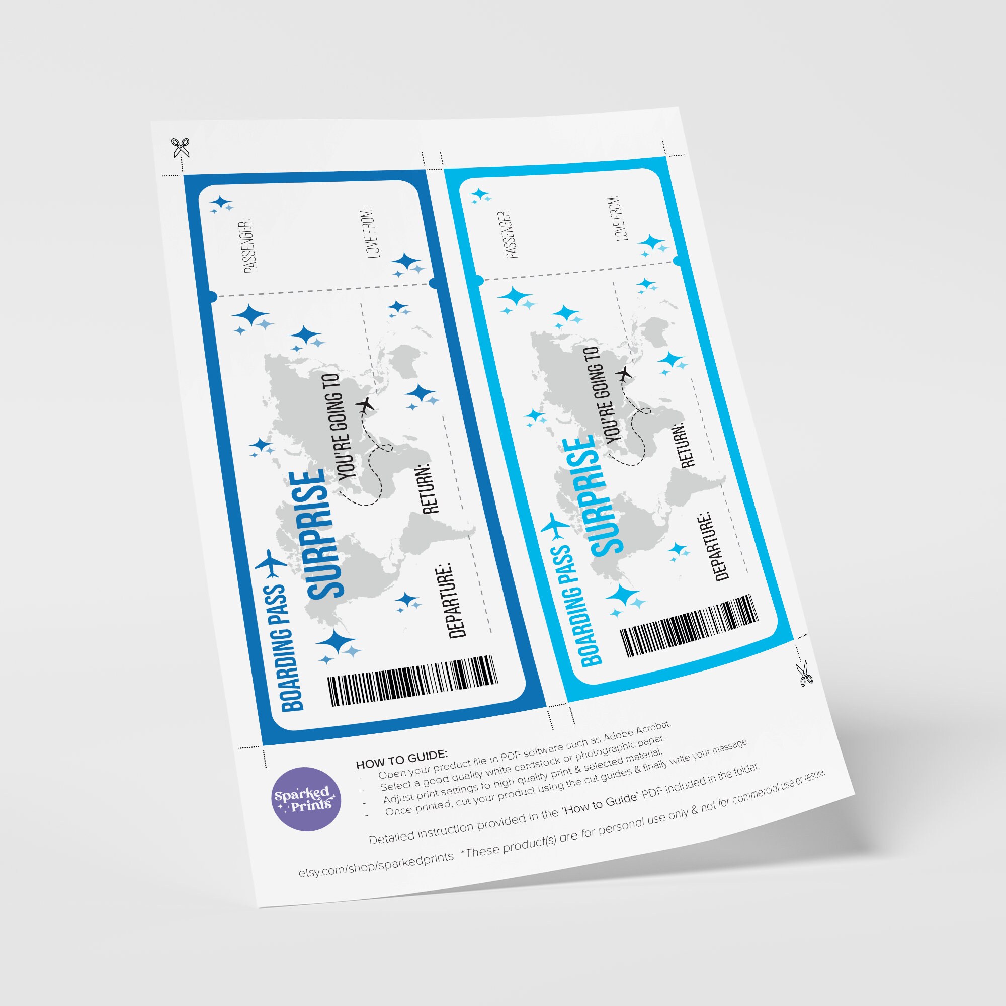 BLUE Holiday/boarding Pass Printable Surprise Ticket Mini - Etsy