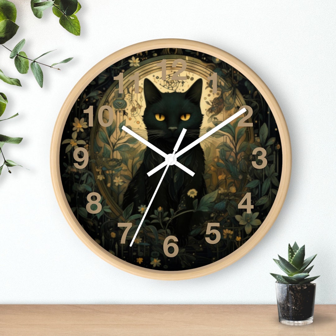 Dark Academia Decor, Gothic Cat Wall Clock, Moody Clock,gothic Home ...