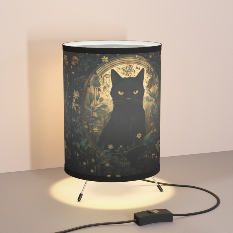 Dark Academia Decor, Cat Table Lamp, Gothic Cat, Victorian Lamp, Moody ...