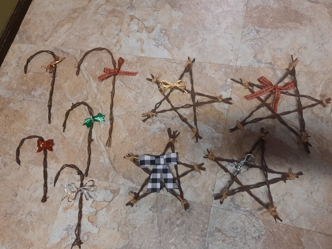 Antique Rustic Barbed Wire Candy Canes Ornaments Holiday - Etsy
