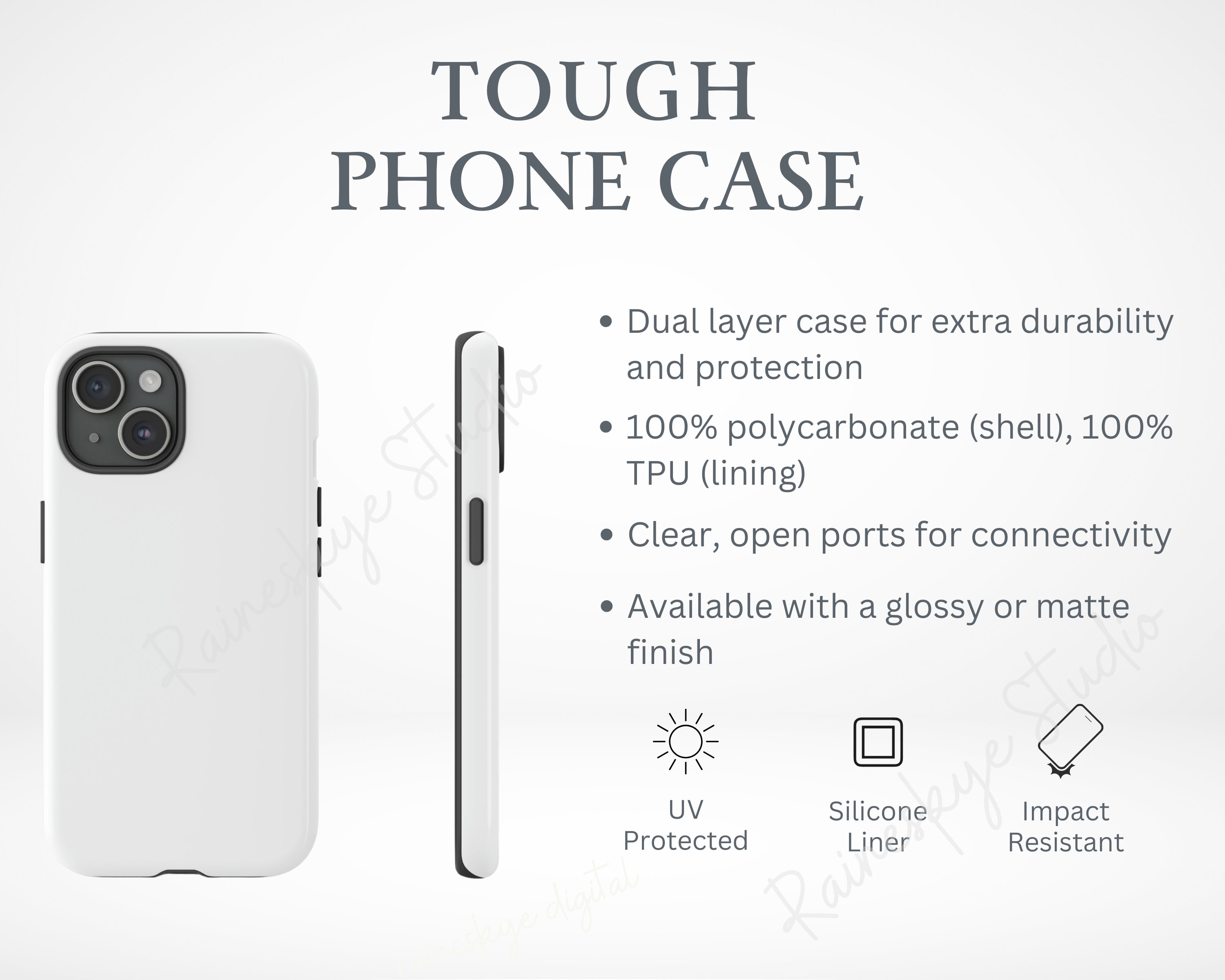 Tough Phone Case Mockup Info Chart, Generic Brand Tough Case, Tough ...