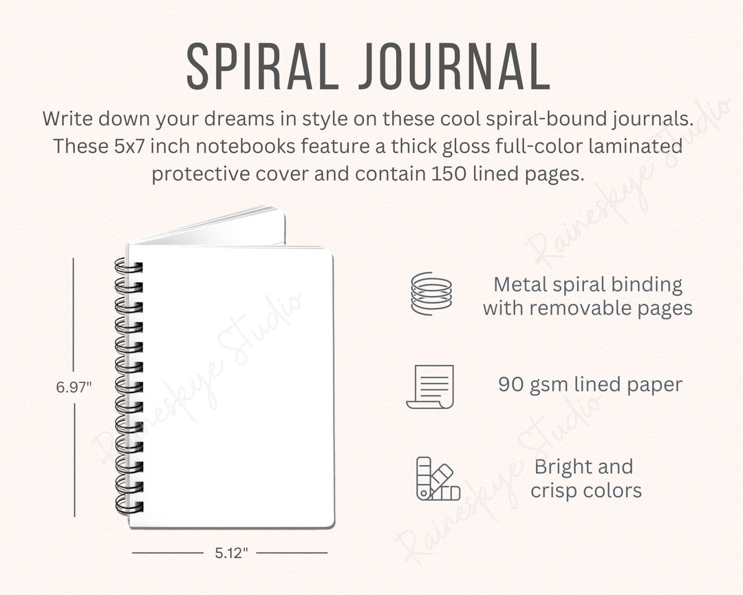 Spiral Journal Size Chart and Key Features, 5x7 Ruled Line Spiral ...
