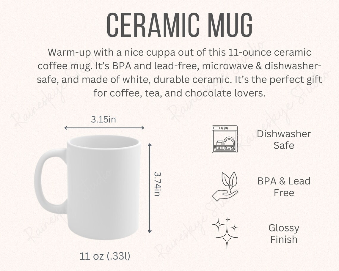 Ceramic Mug Size Chart and Description, 11oz Cup Size Key Features and ...