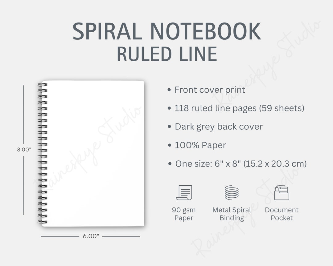 Spiral Notebook Size Chart and Details, Ruled Line Spiral Notebook Size ...