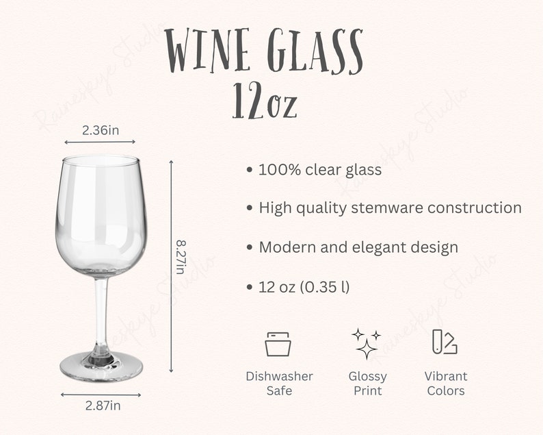 12oz Wine Glass Size Chart and Key Features Mockup, Wine Glass ...