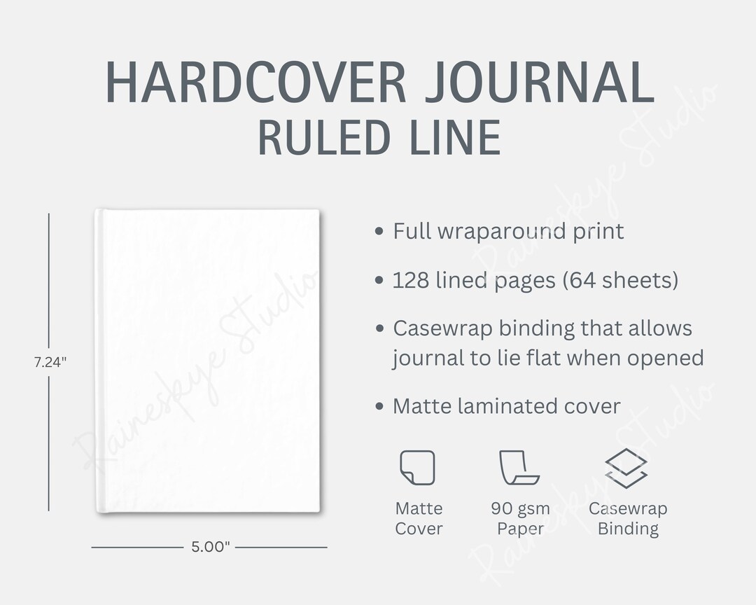 Hardcover Ruled Line Journal Size Chart and Key Features, Journal Size ...