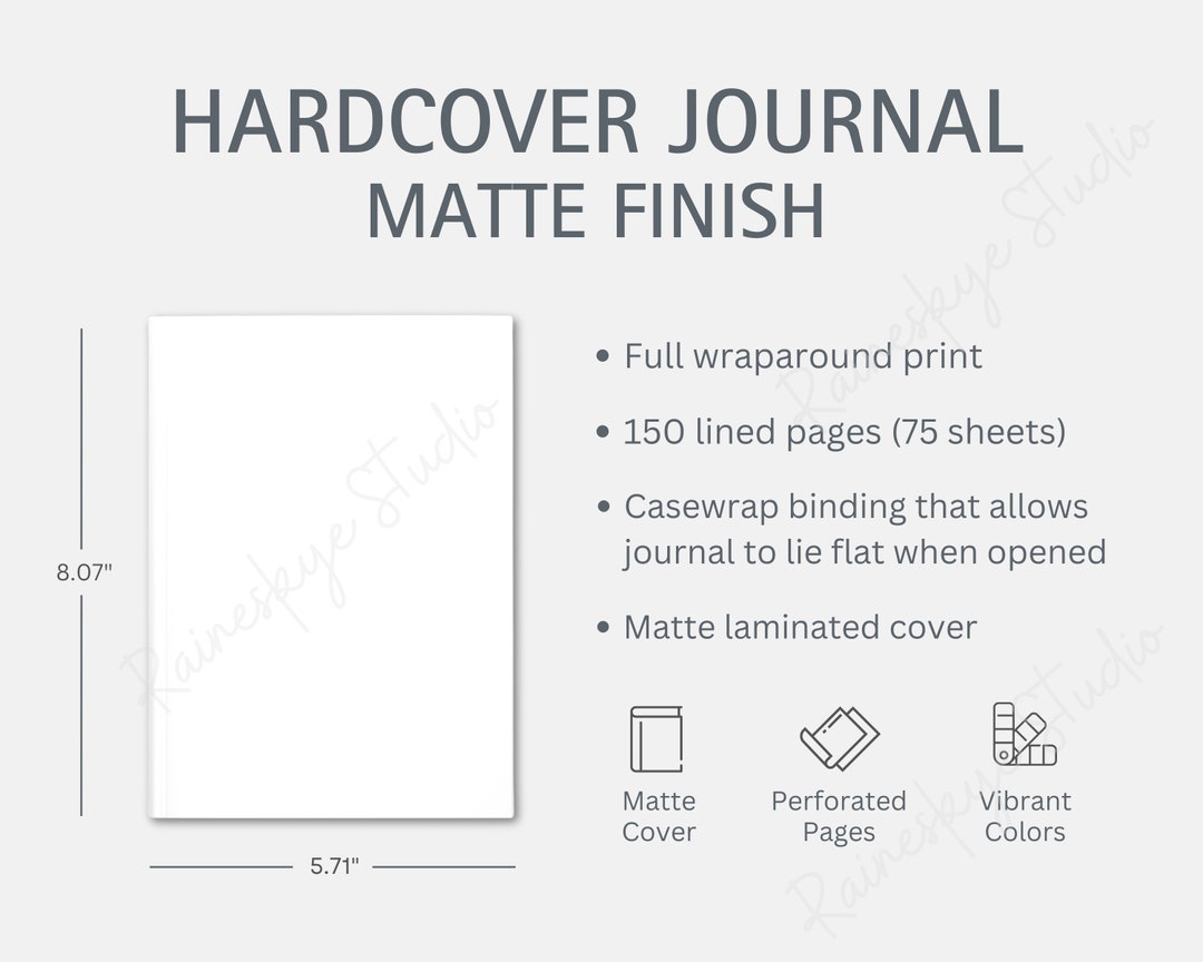 Hardcover Journal Size Chart and Key Features, Matte Finish Journal ...