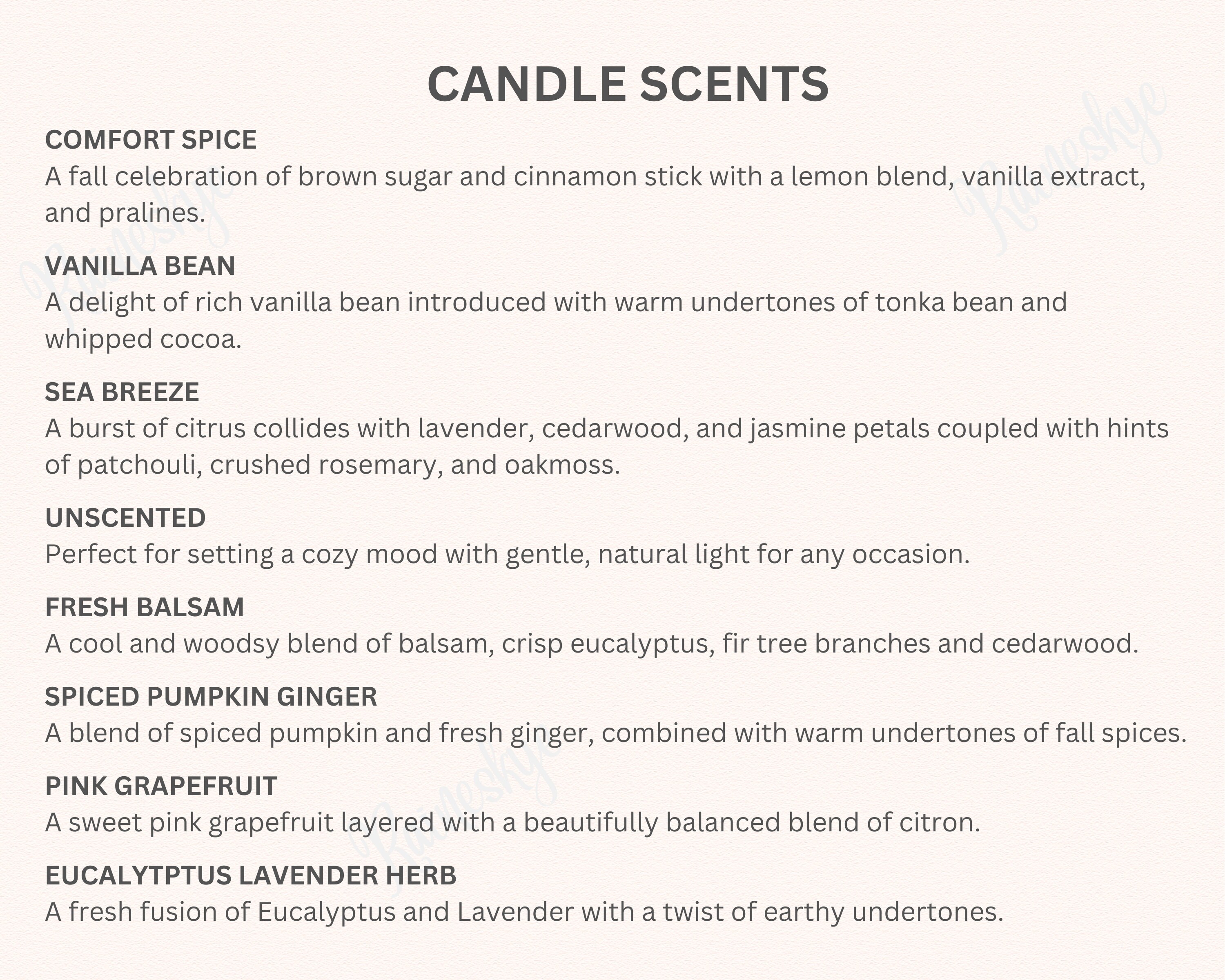 Vela de soja perfumada de 9 oz: tabla de tallas y características principales, descripciones de ...