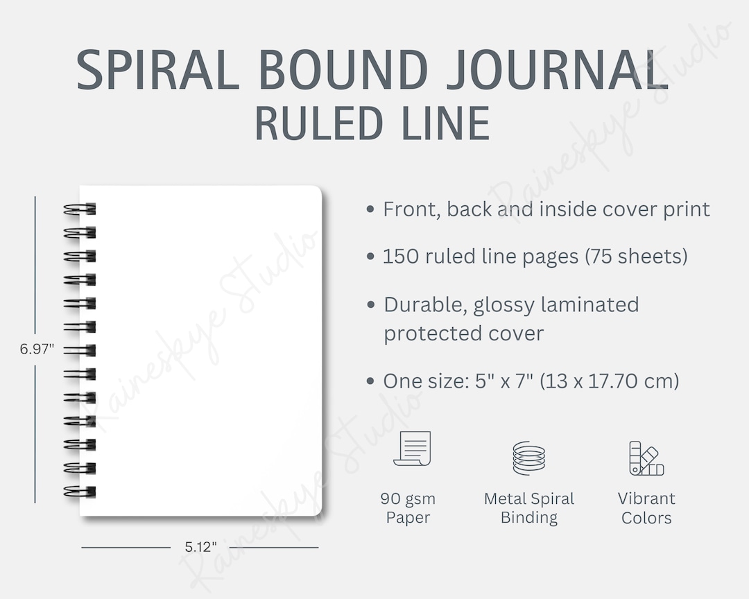 Spiral Journal Size Chart and Key Features, Ruled Line Spiral Journal ...