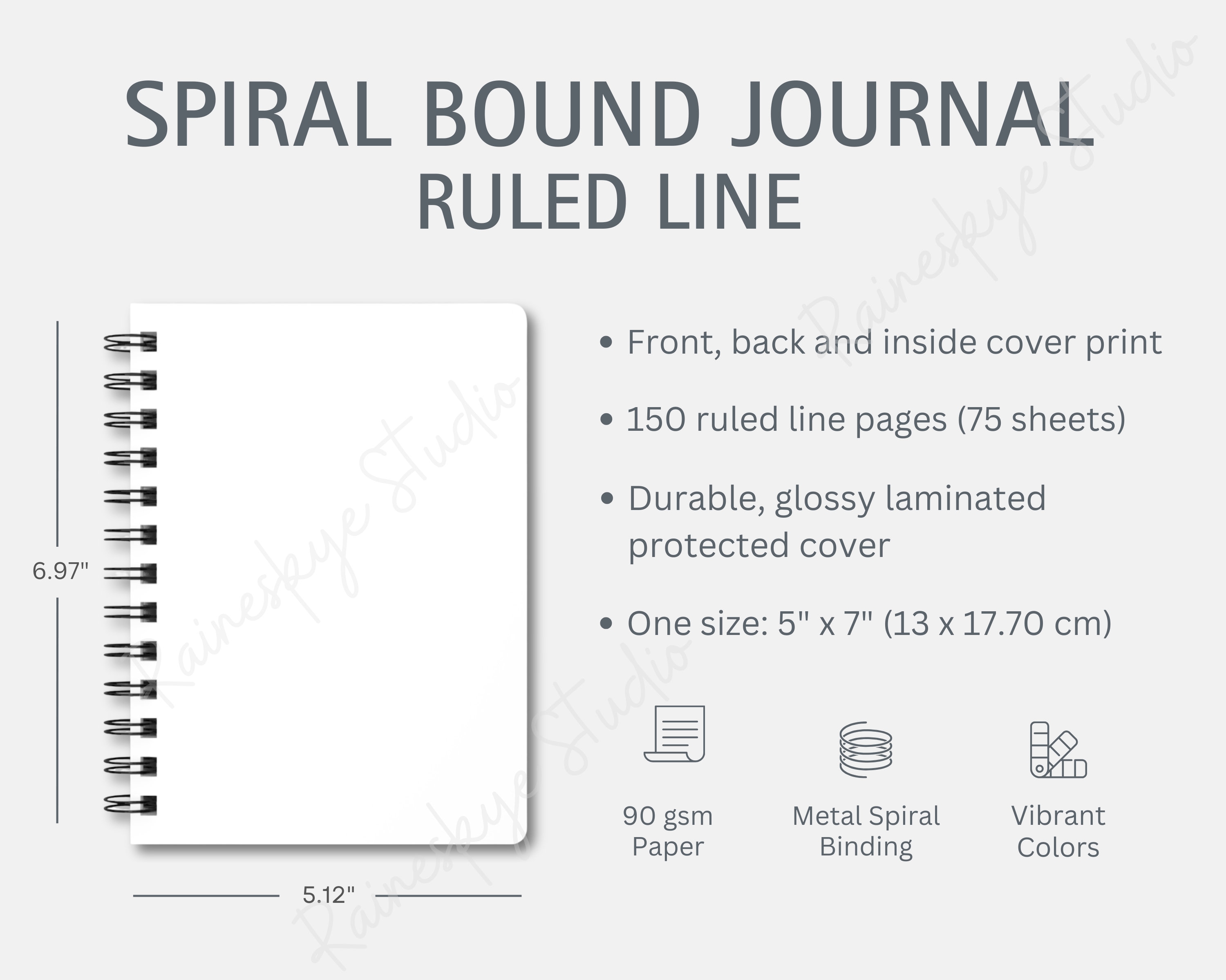 Spiral Journal Size Chart and Key Features, Ruled Line Spiral Journal ...