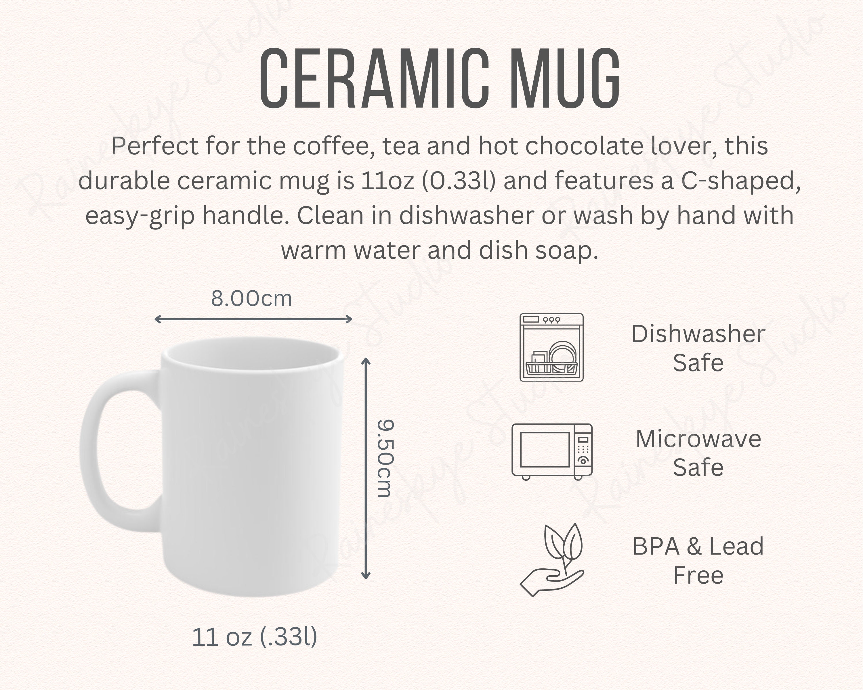 Ceramic Mug Size Chart and Description, 11oz Cup Size, Coffee Mug ...