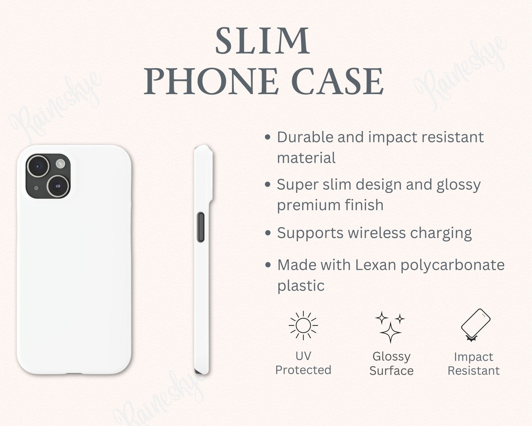 Slim Phone Case Mockup Key Features and Info Chart, Generic Brand Tough ...