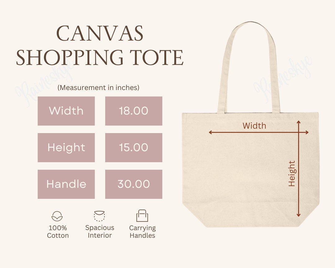 Canvas Shopping Tote Bag Size Chart and Features, Bagmasters A250 Tote ...