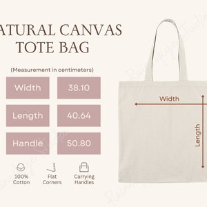 Natural Tote Bag Size Chart and Key Features, S&S Bags 42795 Mockup ...