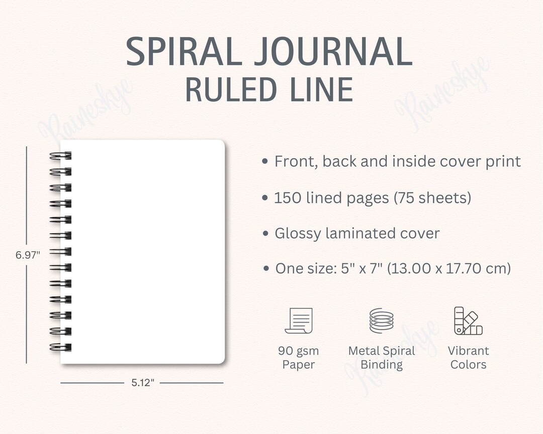 Spiral Journal Size Chart and Key Features, Ruled Line Spiral Journal ...