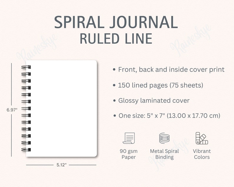 Spiral Journal Size Chart and Key Features, Ruled Line Spiral Journal ...