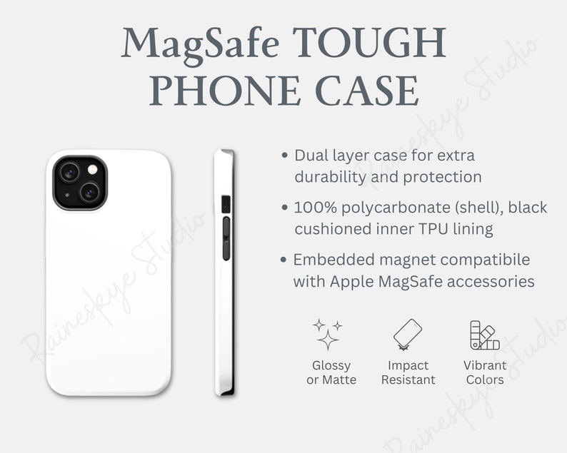 Magsafe Tough Phone Case Mockup Info Chart, Generic Brand Tough Case ...