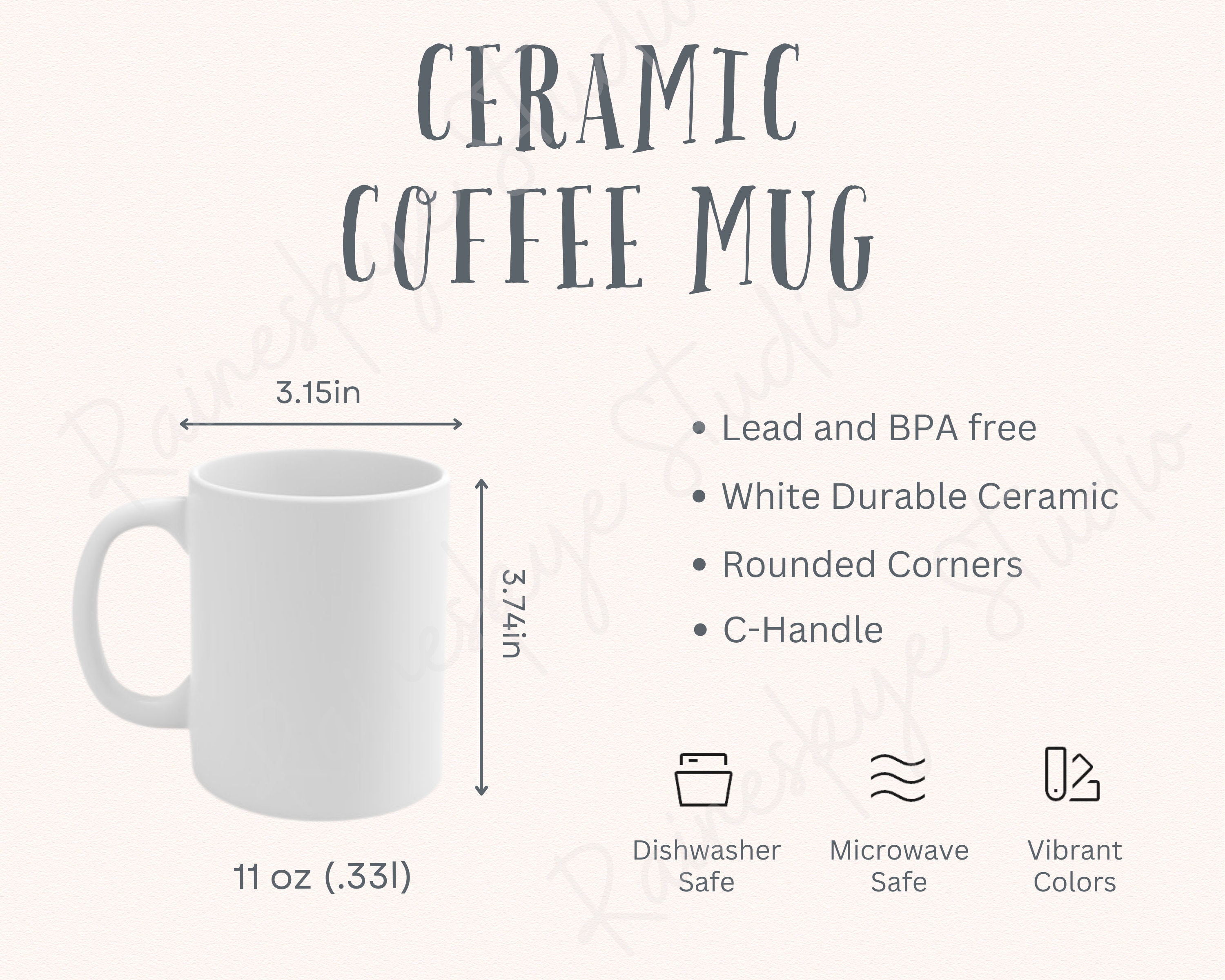 Ceramic Mug Size Chart and Description, 11oz Cup Size Key Features and ...