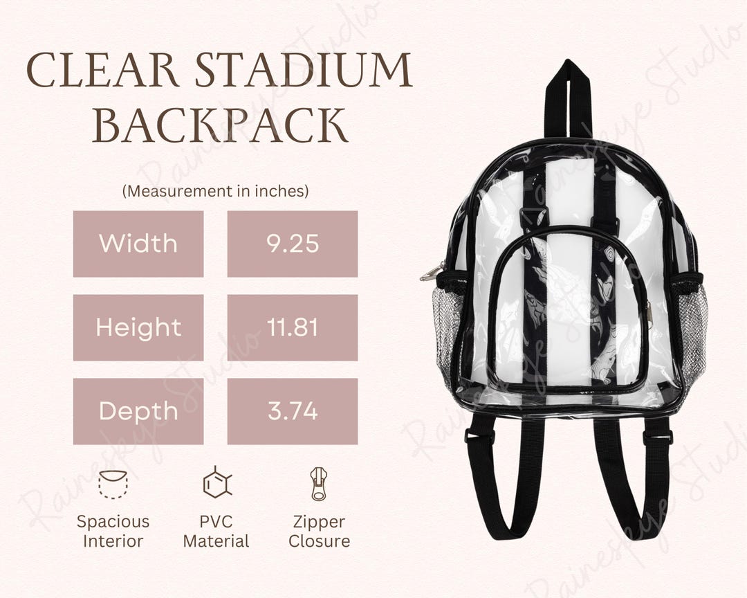 Clear Stadium Backpack Size Chart Guide and Key Features, POD Seller ...