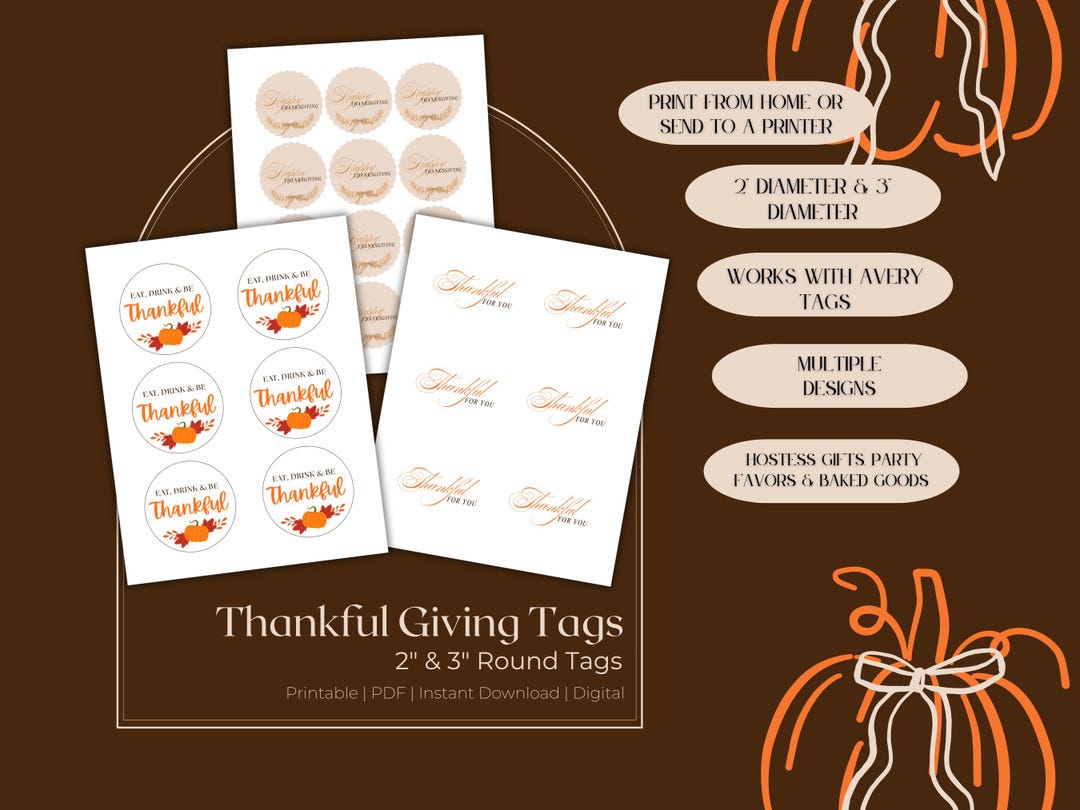 Thankful Giving Tags | Printable | PDF | Fall Gift Labels ...