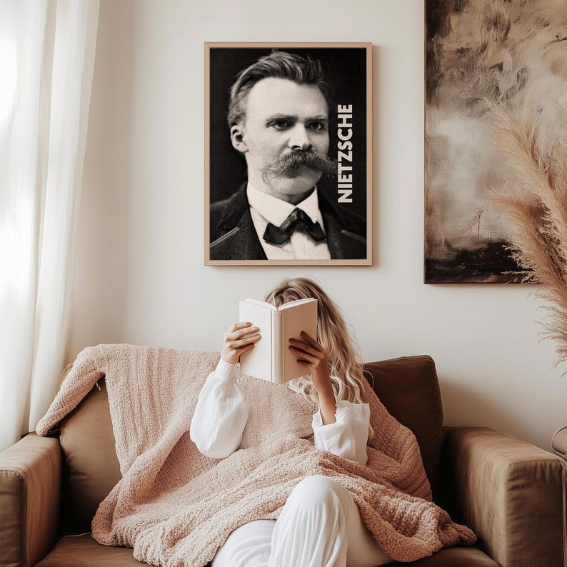 Friedrich Nietzsche Poster Canvas Wall Art, Book Lover Gifts, Gifts for ...
