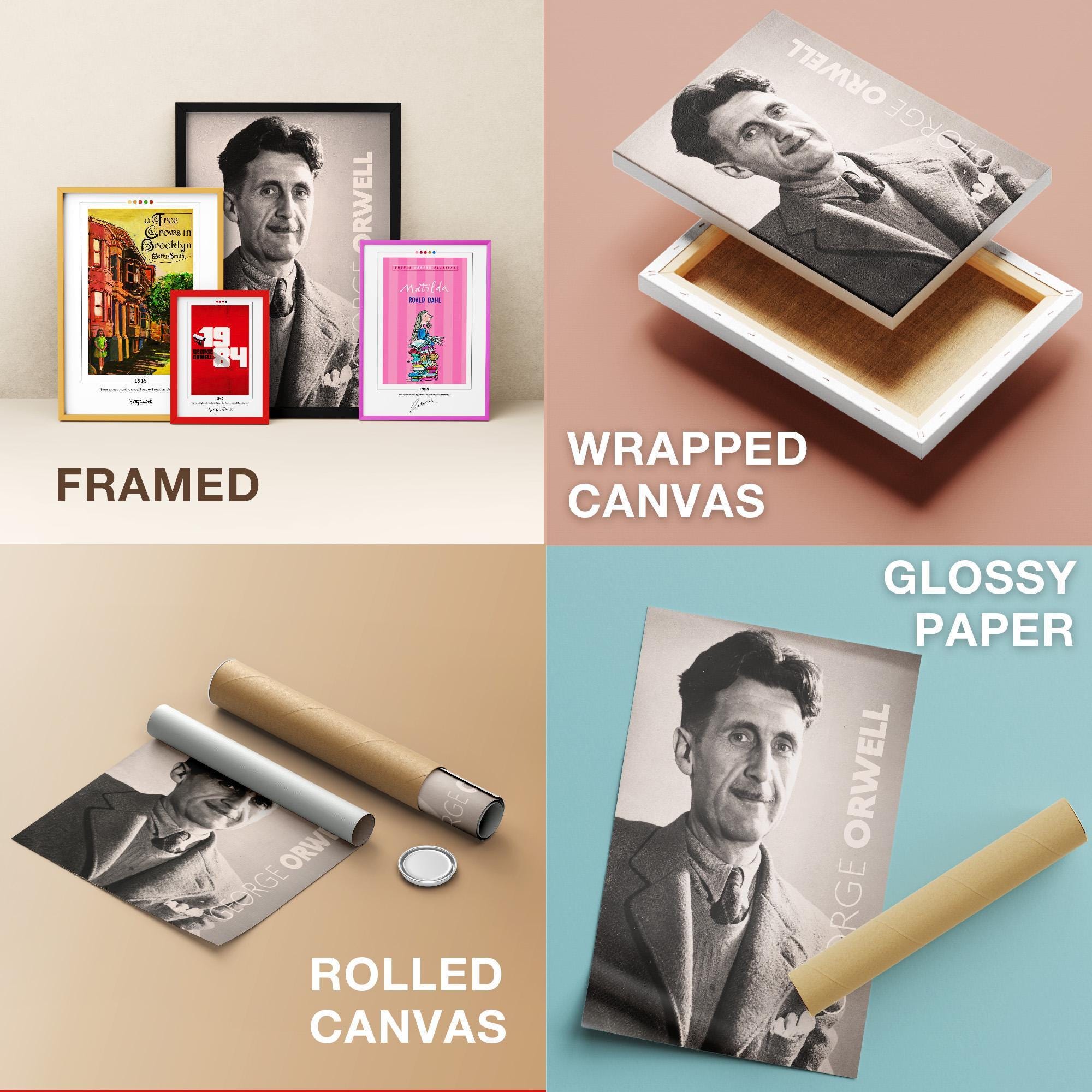 George Orwell Poster Canvas Wall Art, Book Lover Gifts, Gifts for ...