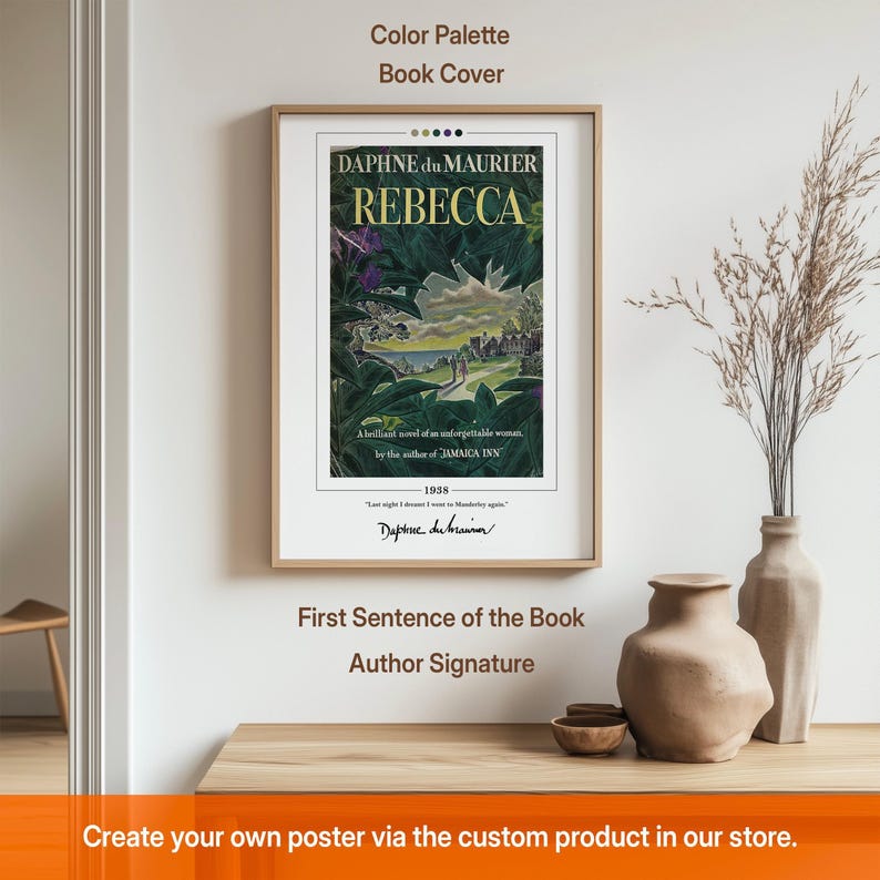 Rebecca Book Cover Poster | Daphne Du Maurier, Rebecca Poster, Rebecca ...